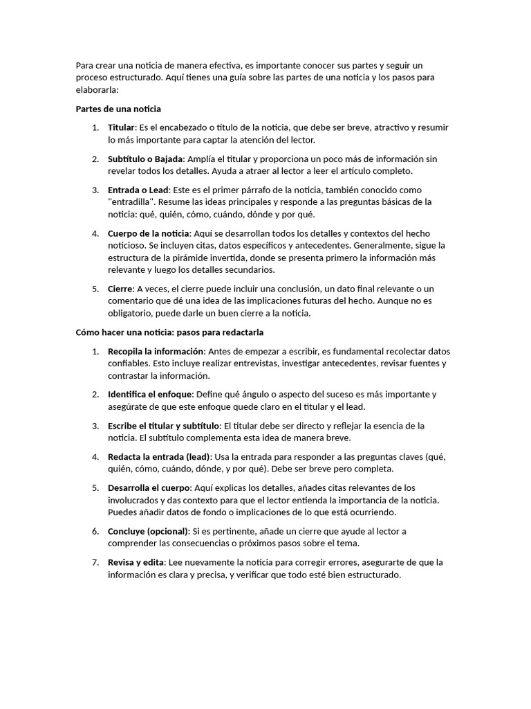 Cómo redactar una noticia efectiva | PDF