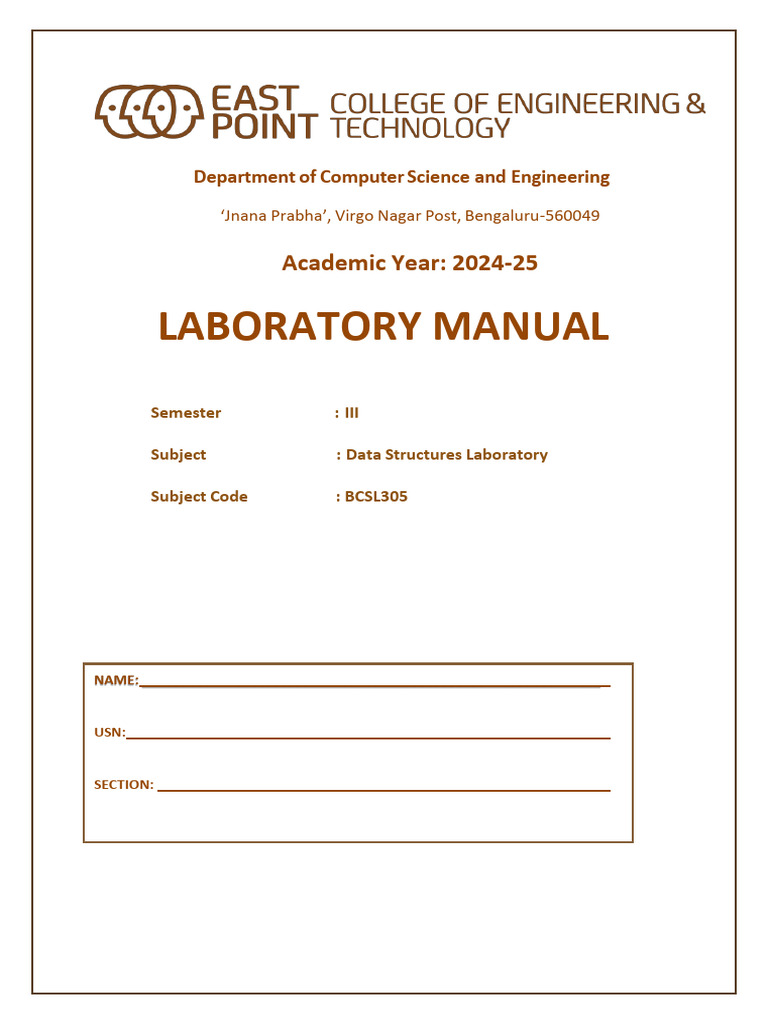 DSA Lab Manual 2024-2025 Updated | PDF | Engineering | Queue (Abstract Data Type)