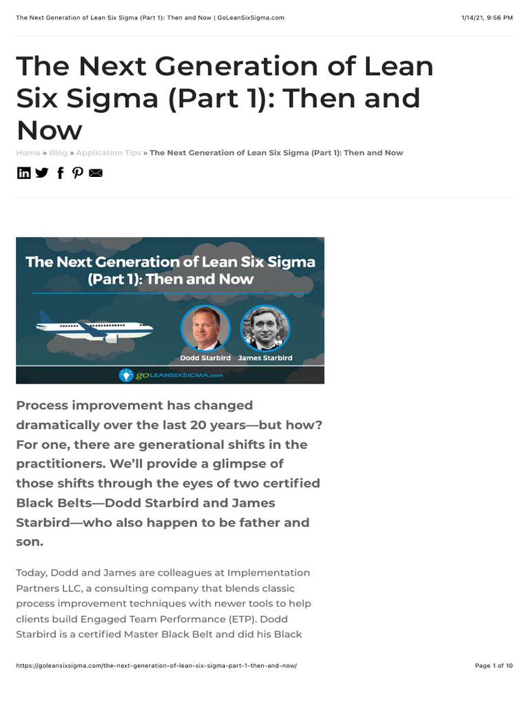 The Next Generation of Lean Six Sigma (Part 1) : Then and Now | PDF ...