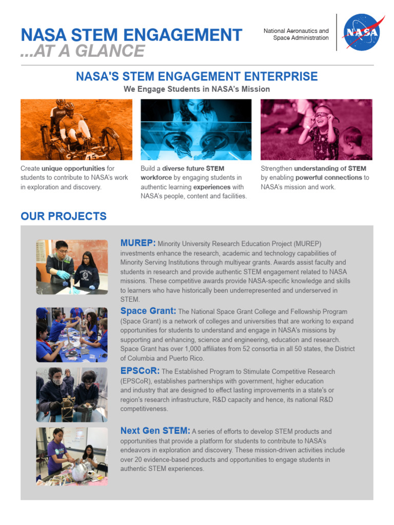 Nasa stem brochure | PDF | Nasa | Science, Technology, Engineering, And ...