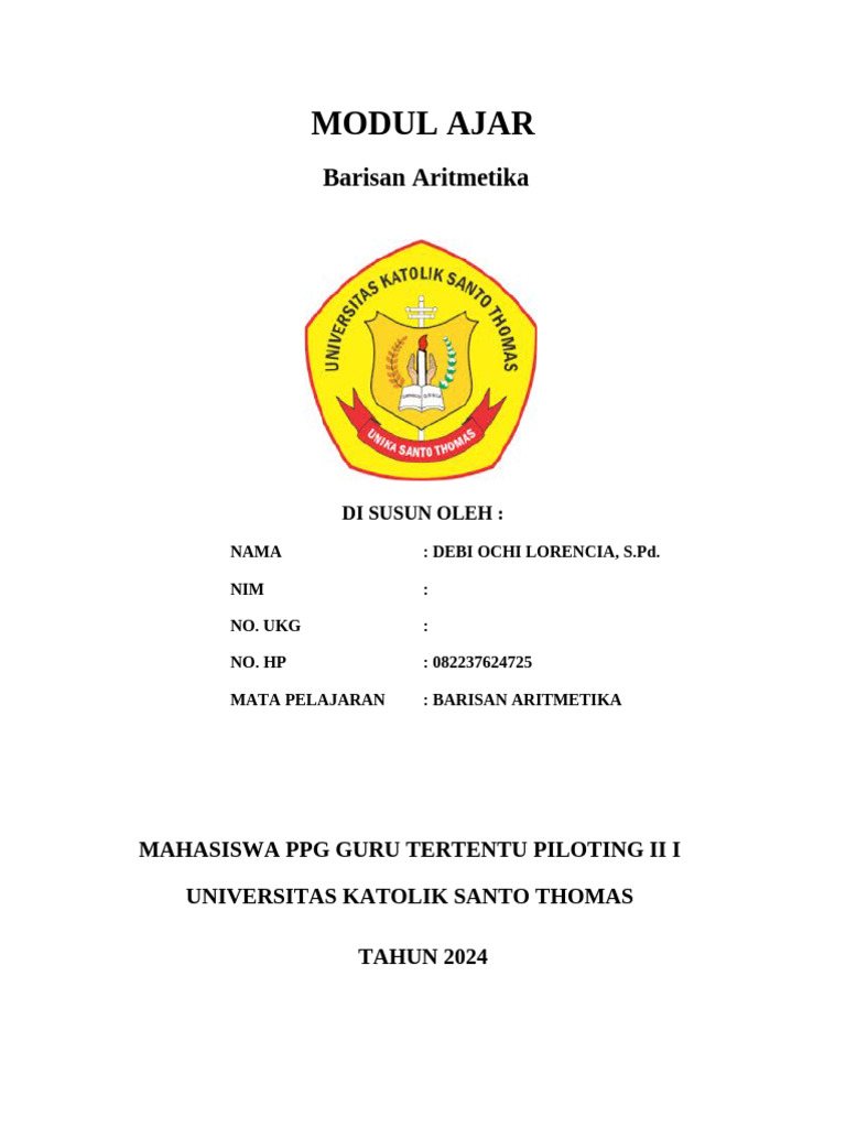 Modul Ajar Barisan Aritmatika | PDF | Seni