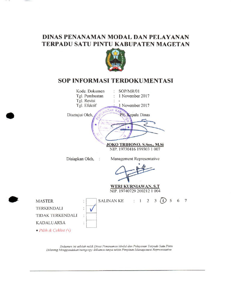 SOP Informasi Terdokumentasi Opt2 | PDF