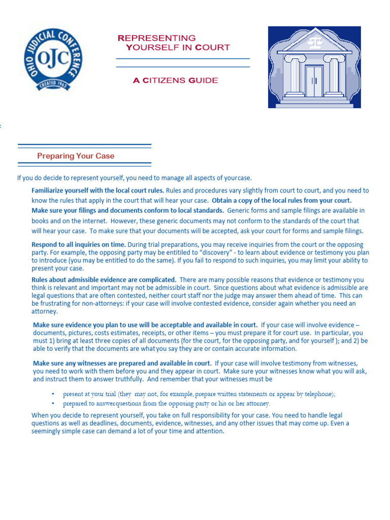 Representing Yourself | PDF | Witness | Judge