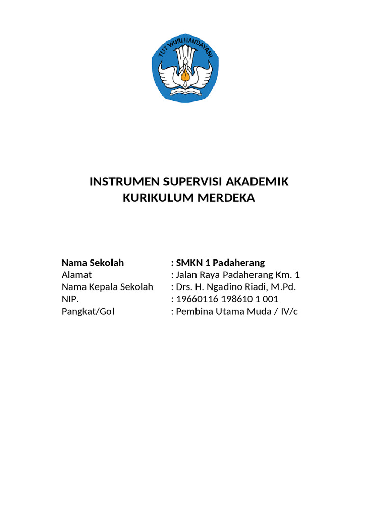 Instrumen Supervisi Akademik Kurikulum Merdeka SMKN 1 Padaherang | PDF