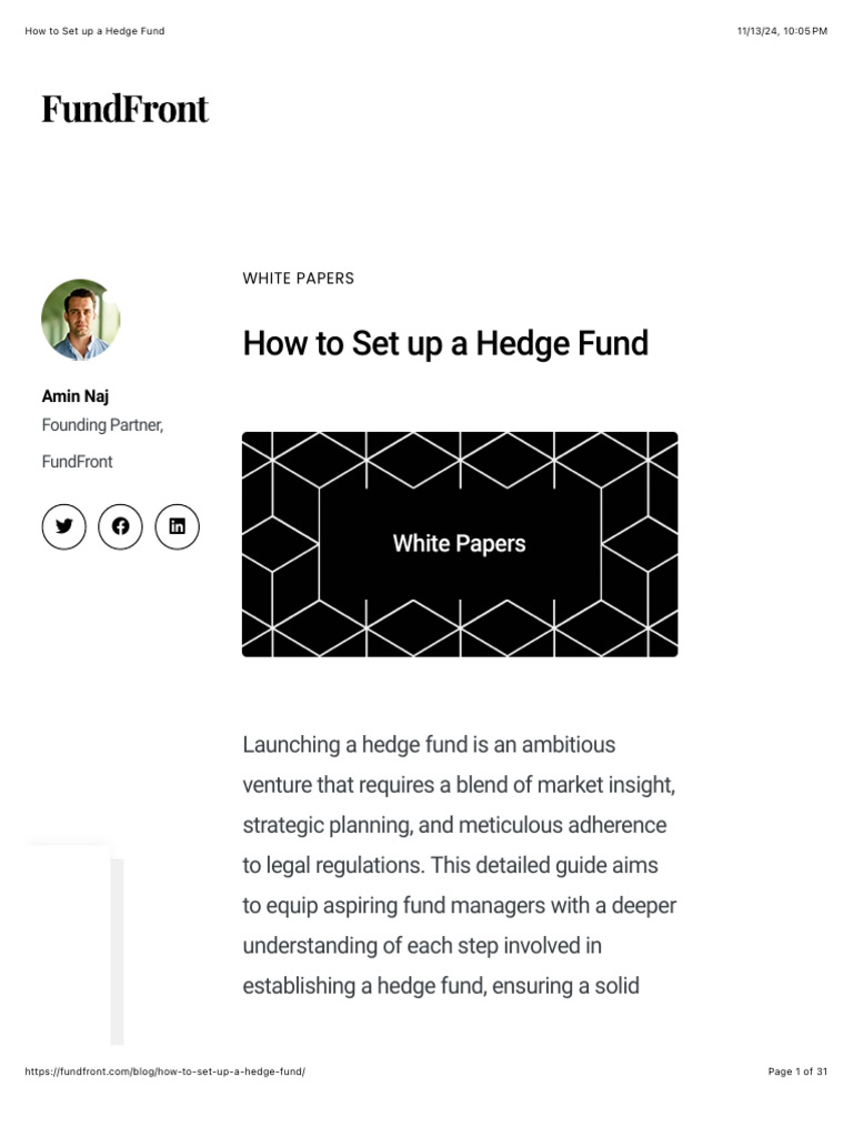 Aspiring Hedge Fund Managers Guide | PDF | Hedge Fund | Regulatory ...