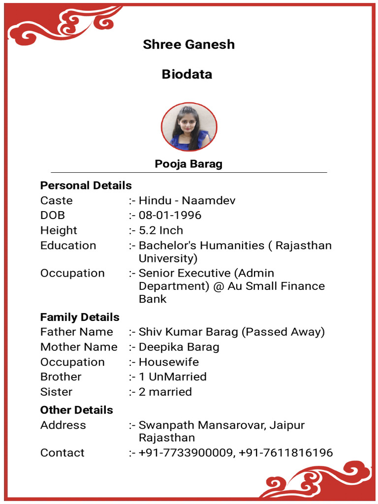 Biodata 1 | PDF
