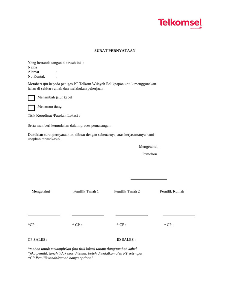 Surat Ijin Tanam Tiang | PDF