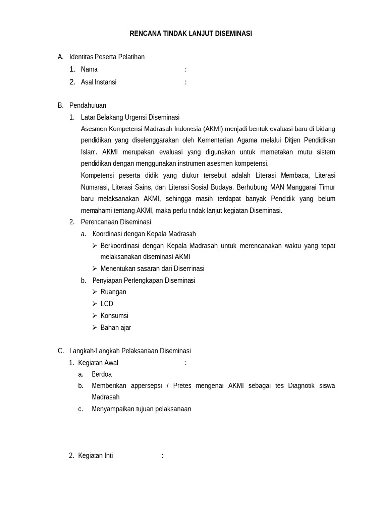 Contoh RTL Diseminasi | PDF