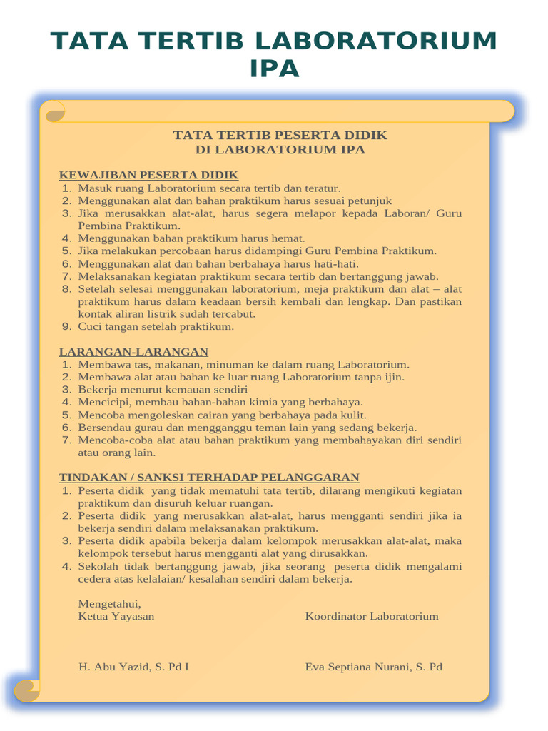 Tata Tertib Laboratorium Ipa | PDF