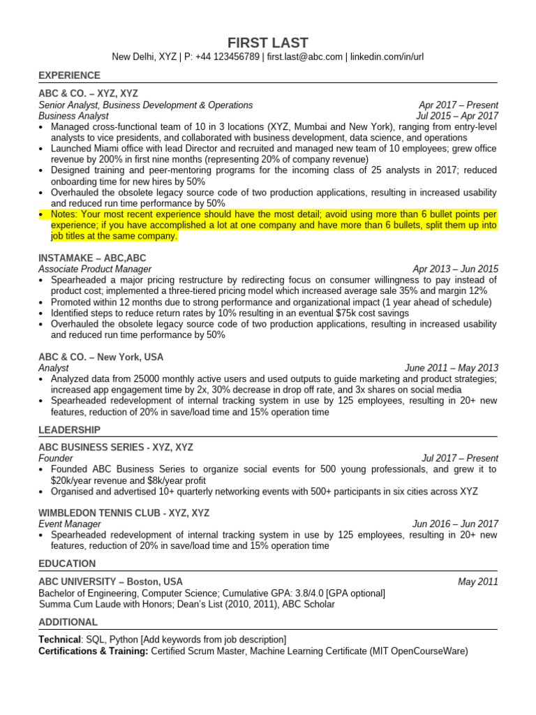 Resume Template | PDF | Business Economics | Business