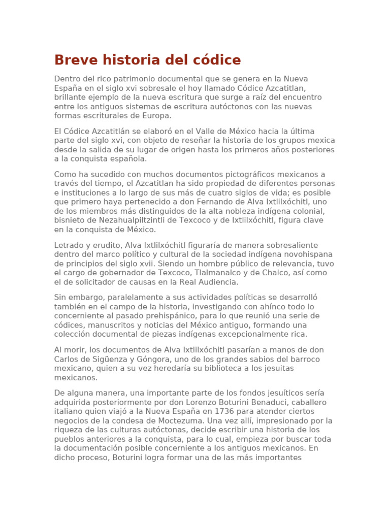 El Codice de Tenochtitlan | PDF | Nueva españa | México