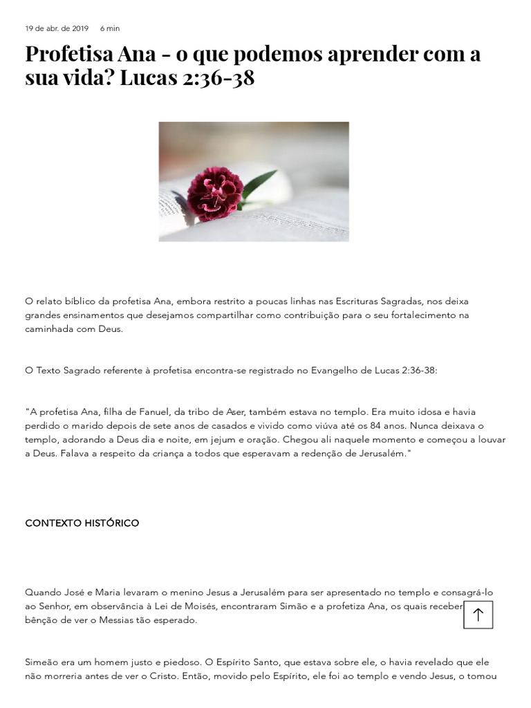 Profetisa Ana - o Que Podemos Aprender Com A Sua Vida - Lucas 2 - 36-38 ...