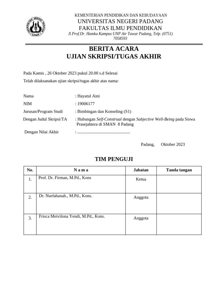 Berita Acara Aini | PDF