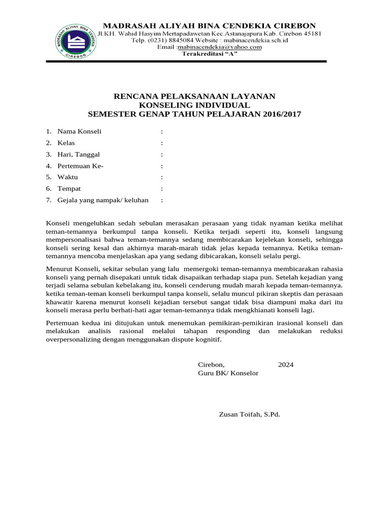 RPL Konseling Individual | PDF