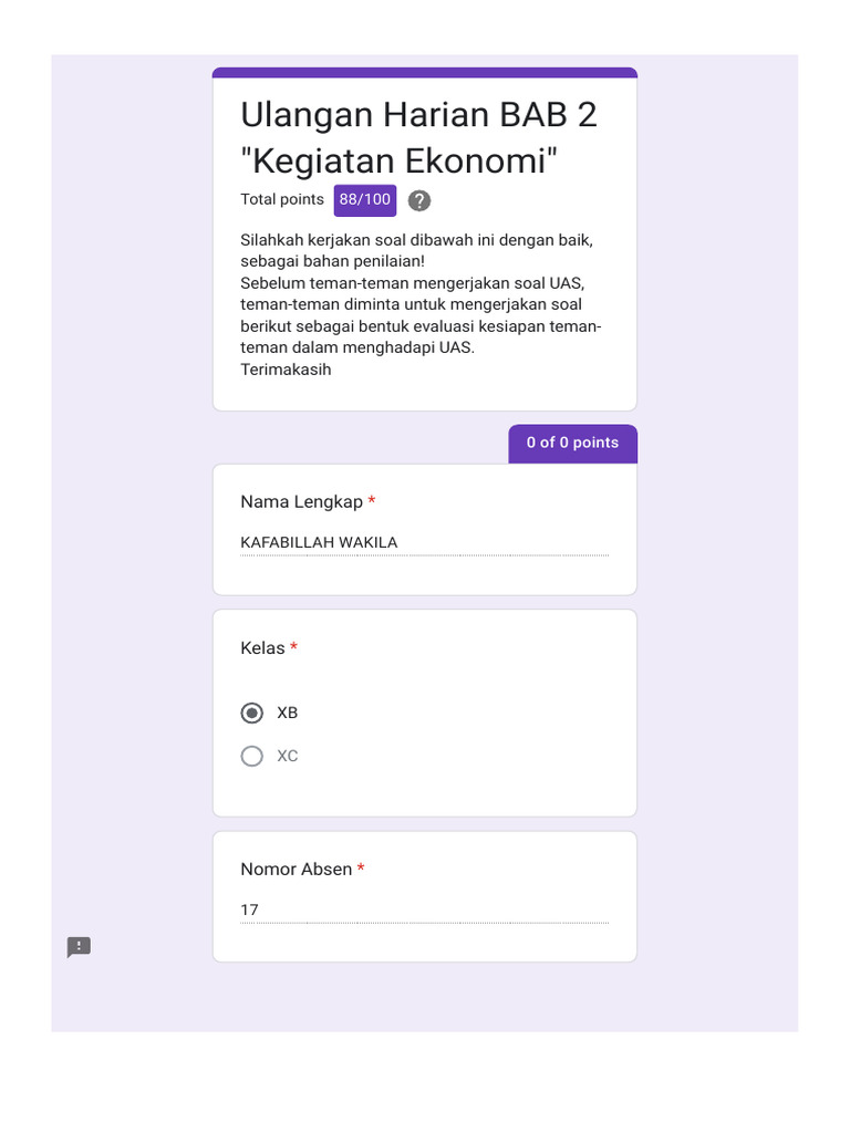 Ulangan Harian BAB 2 "Kegiatan Ekonomi" | PDF