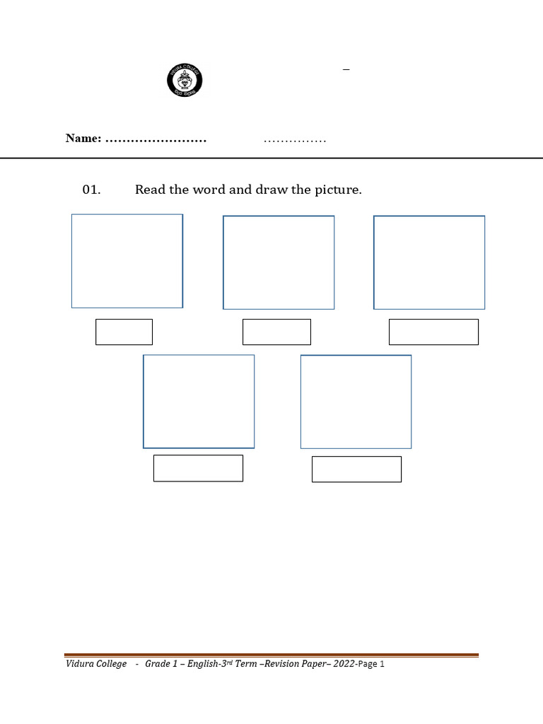 Grade 1 English Revision Paper 2022 | PDF | Language Arts & Discipline