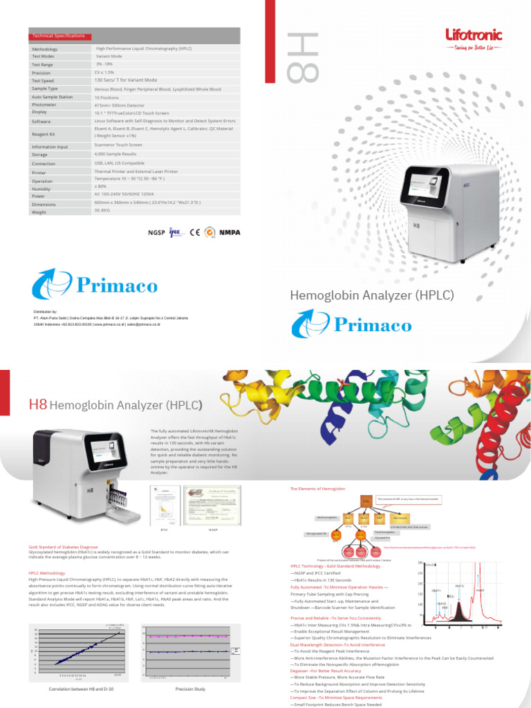 H8 Hemoglobin Analyzer Specifications | PDF | Glycated Hemoglobin ...
