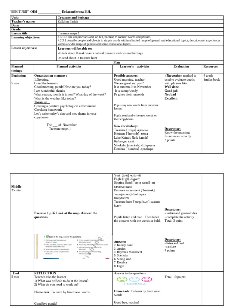 Treasure Maps Lesson Plan for Students | PDF | Human Communication ...