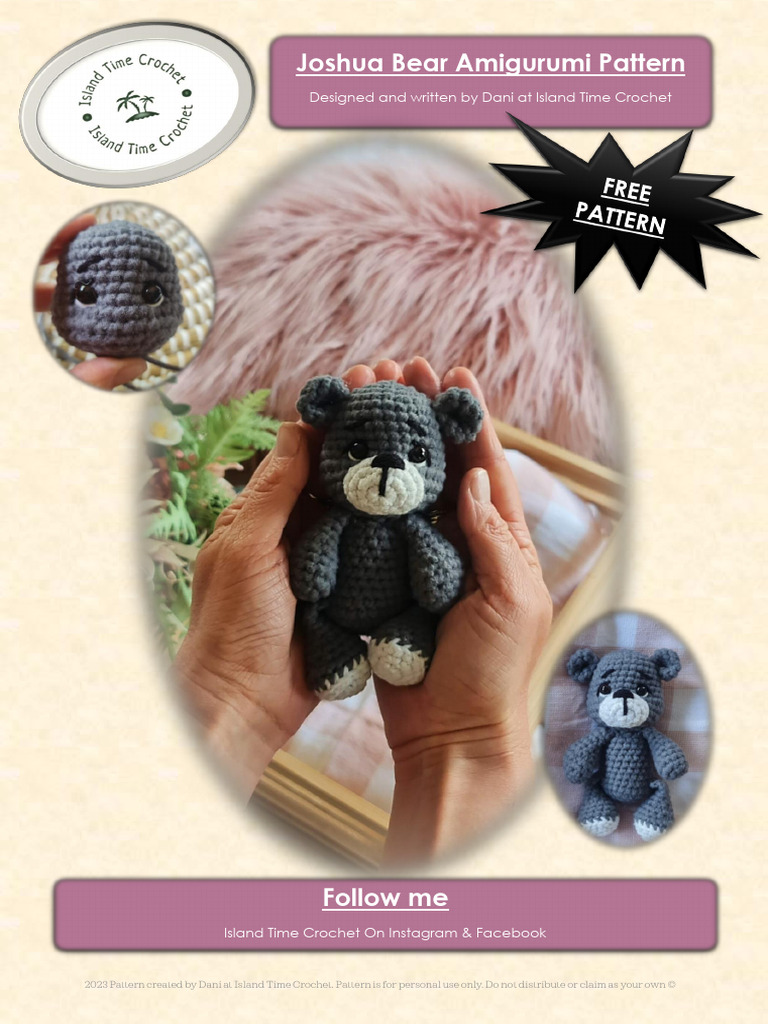 Joshua Bear Pattern PDF | PDF | Crochet | Woven Fabrics