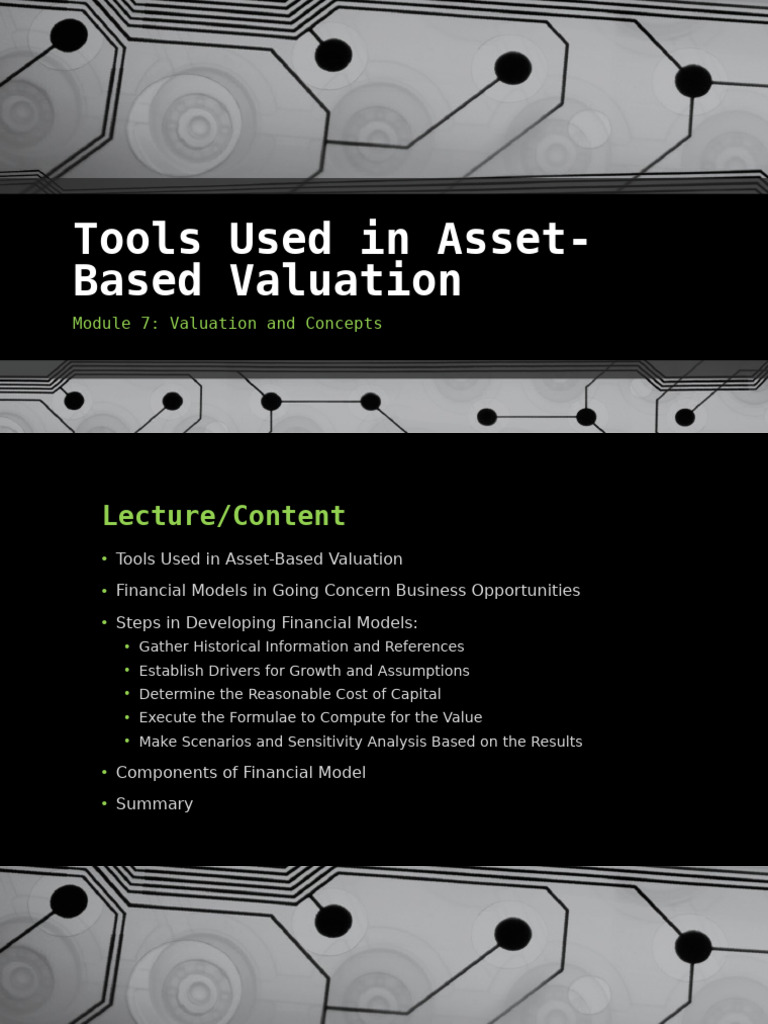 Module 7 Tools Used in Asset Based Valuation | PDF | Cost Of Capital | Valuation (Finance)