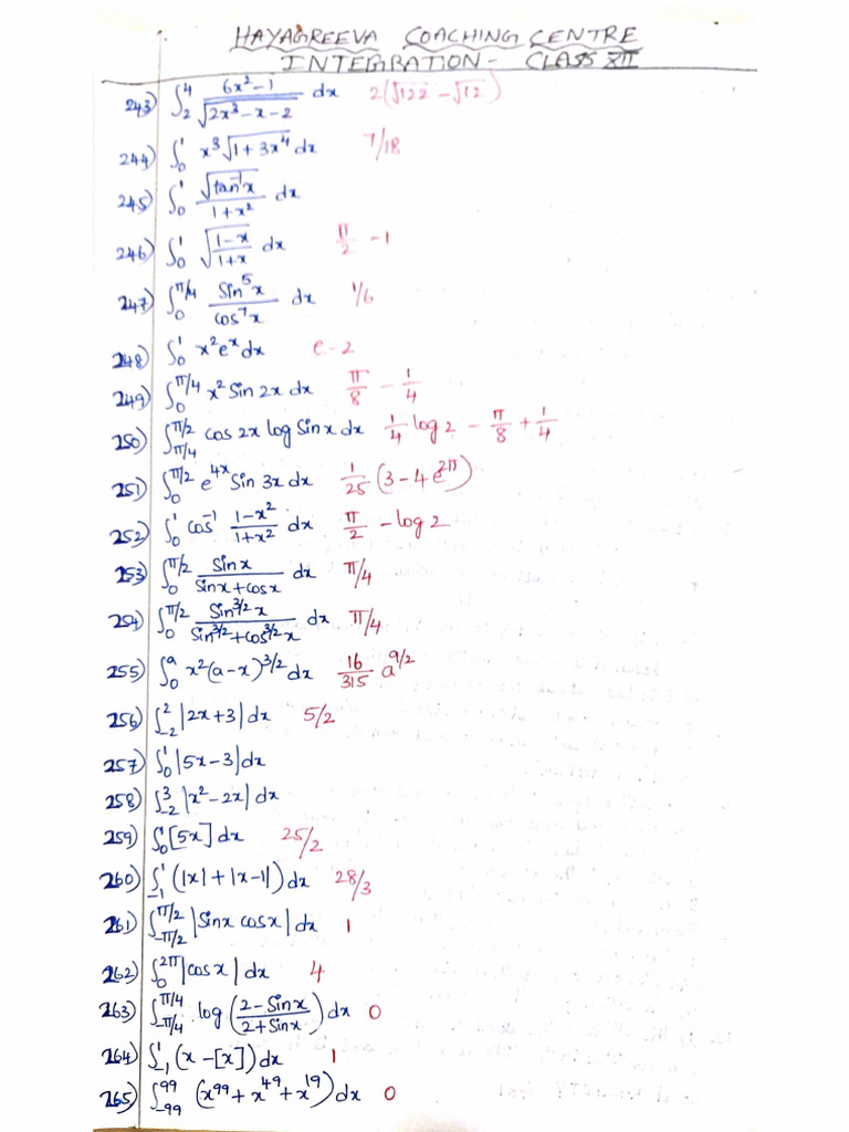 H.W - 8 - Integrals | PDF