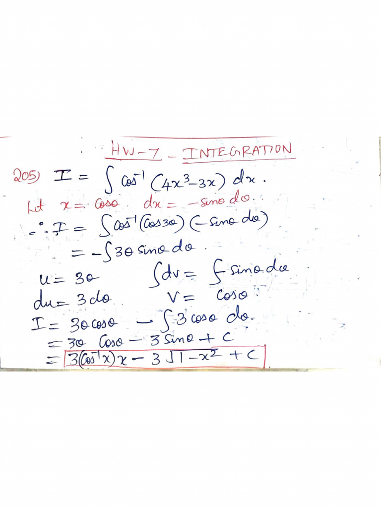 D - H.W 6 Integrals | PDF