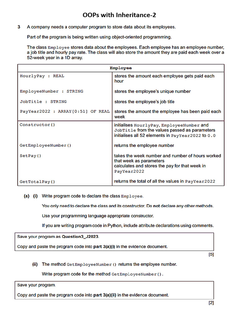 OOPs With Inheritance - 2 (Employee - Manager - TextFiles) | PDF