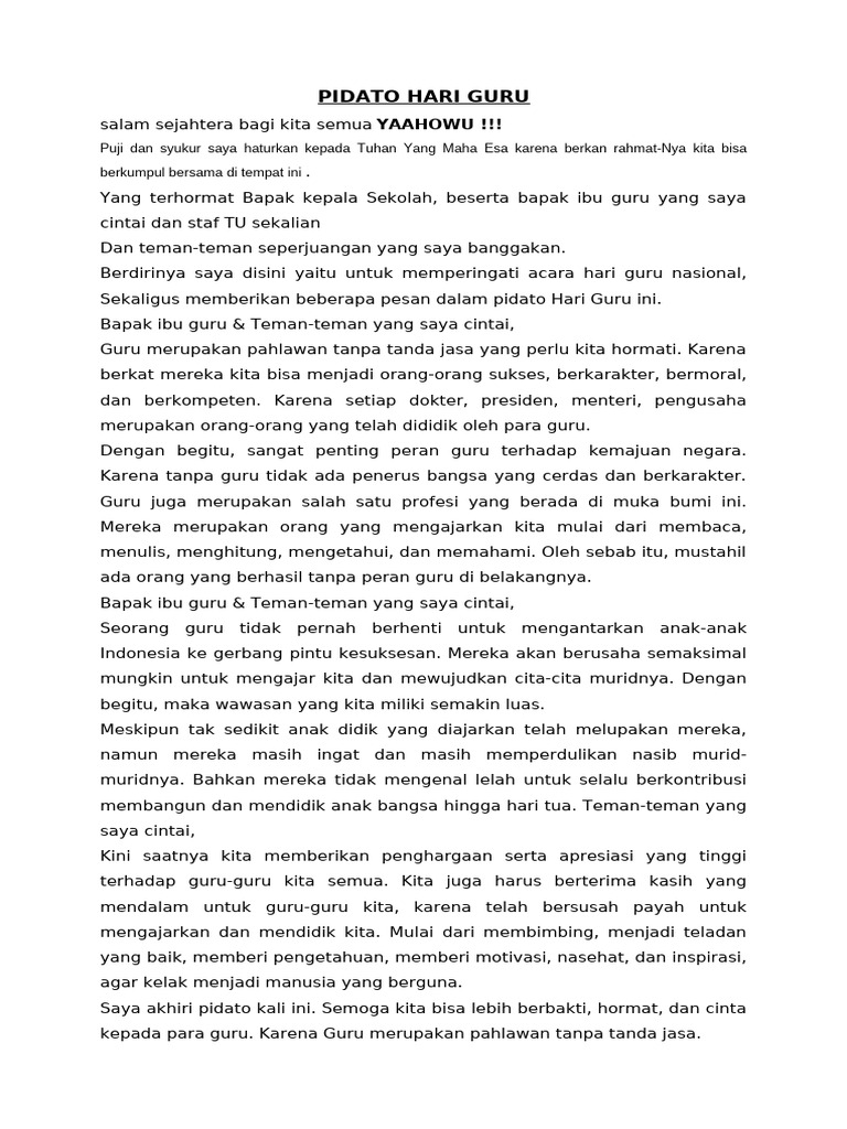 Pidato Hari Guru | PDF