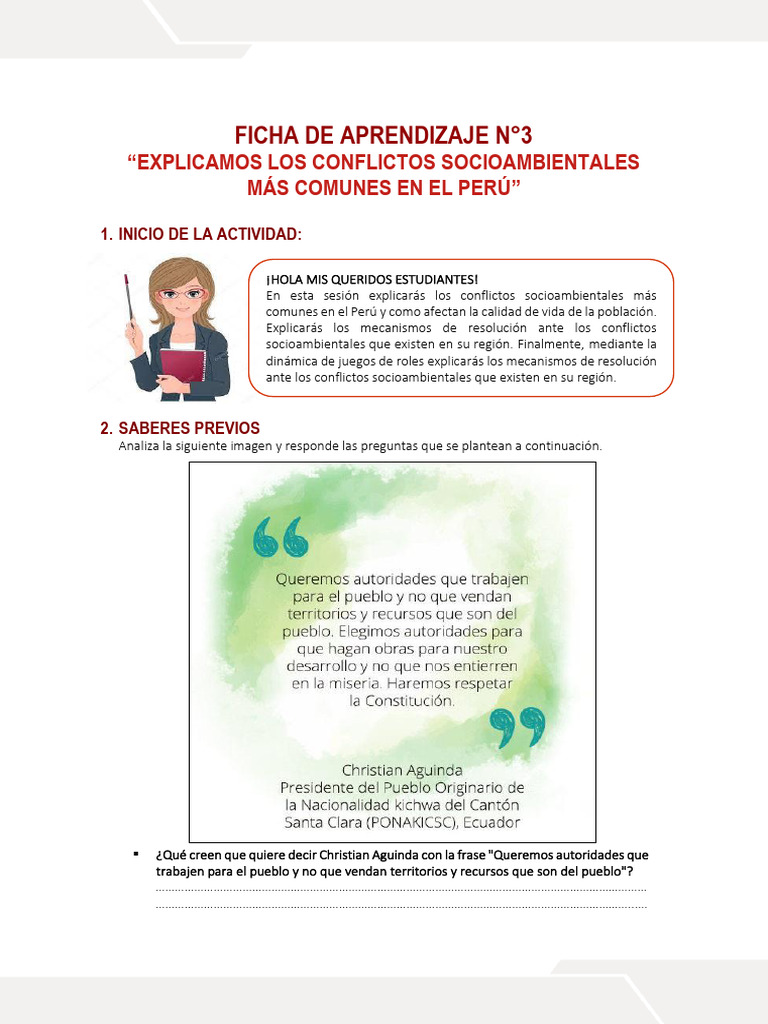 DPCC Ficha N°3 - 4to Grado U5 | PDF | Ciencias sociales