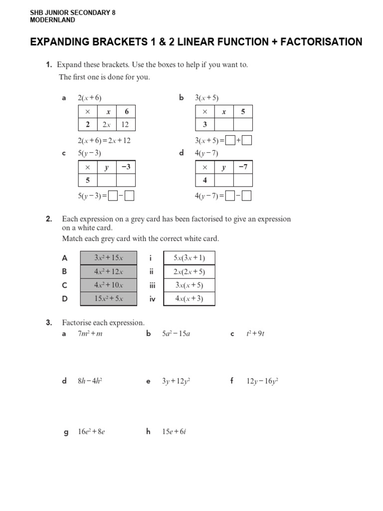 Expanding 1 & 2 Linear Function | PDF