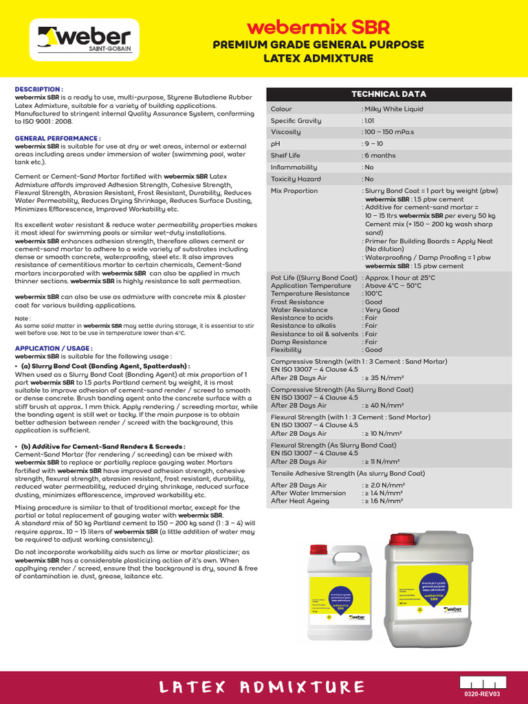 webermix+SBR | PDF | Concrete | Mortar (Masonry)