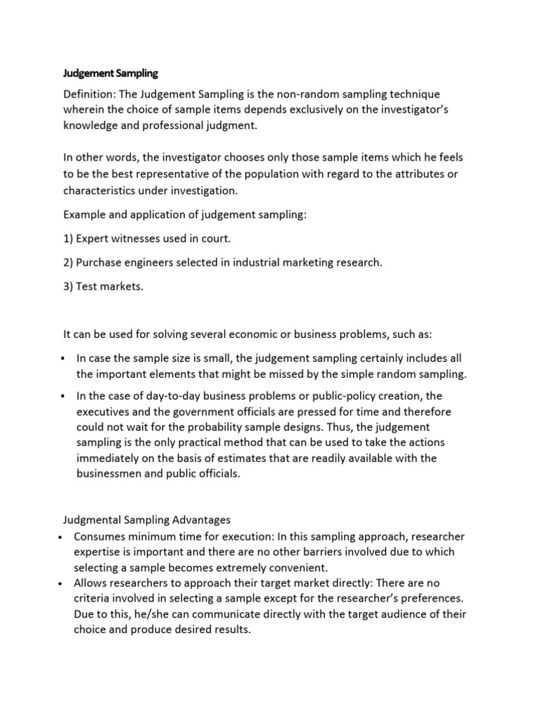 judgement-sampling | PDF | Sampling (Statistics) | Judgment (Law)