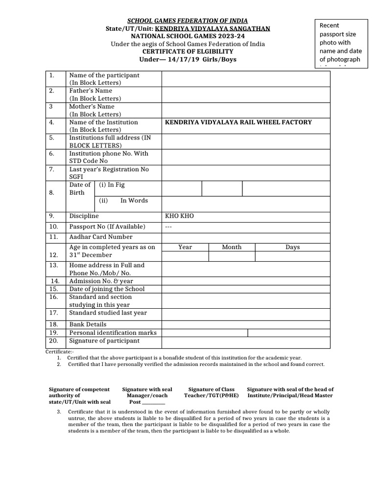 Sgfi Eligibility | PDF