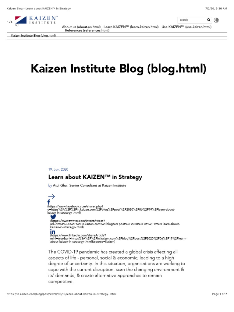 Kaizen Blog - Learn About KAIZEN™ in Strategy | PDF | Performance ...