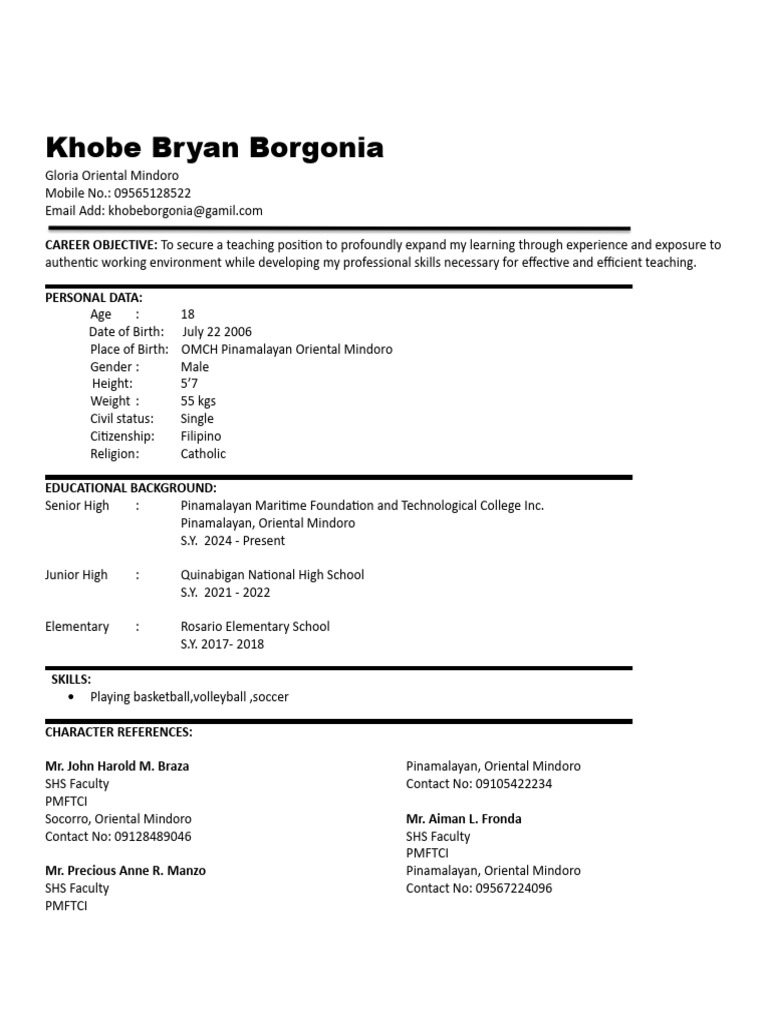 Khobe Bryan Borgonia | PDF