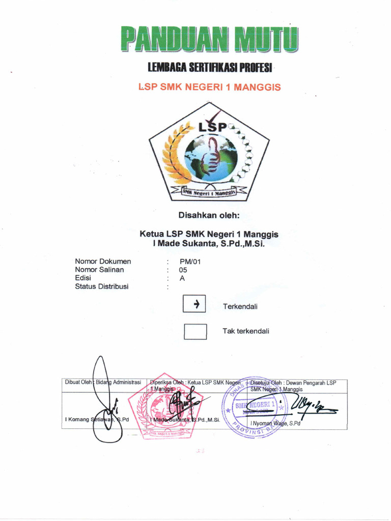 Panduan Mutu LSP SMK N 1 Manggis | PDF | Bisnis | Pengelolaan Keuangan ...