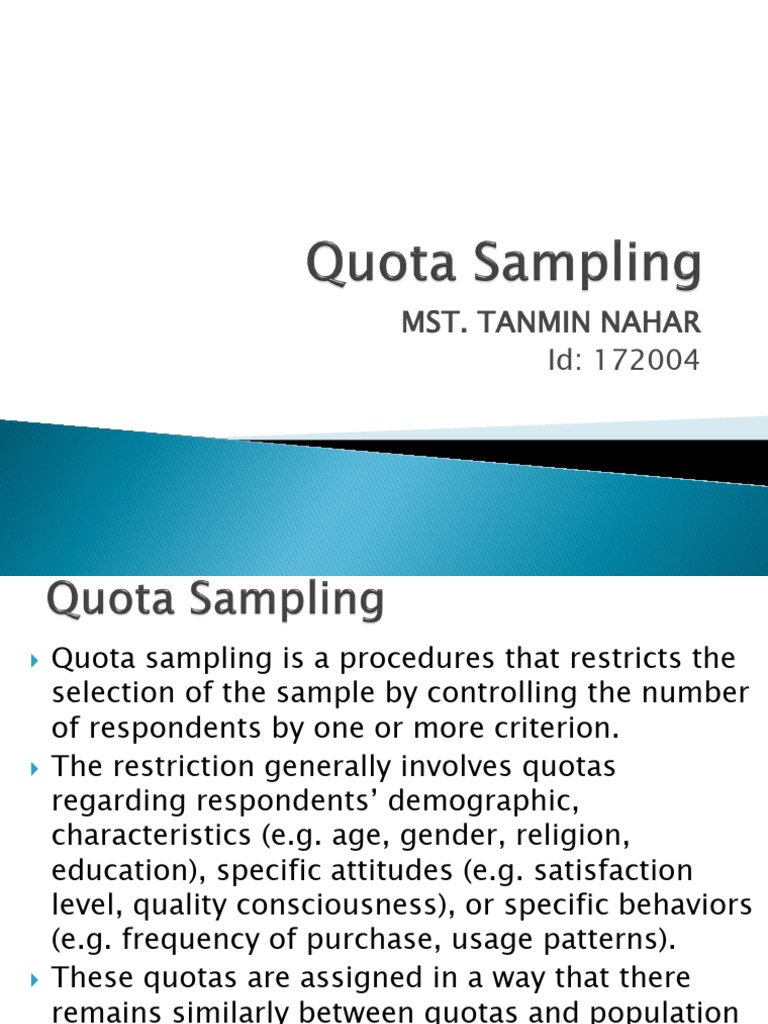 Quota Sampling | PDF