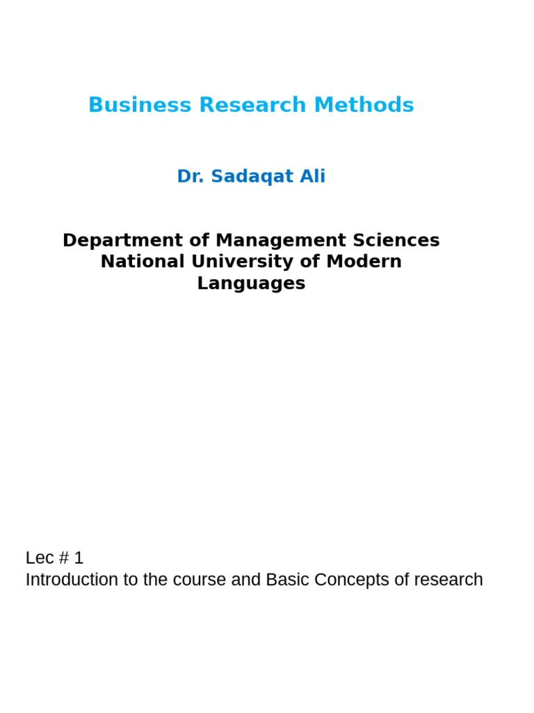 BRM MS Lec 1a What Is Reserach | PDF | Evaluation | Methodology