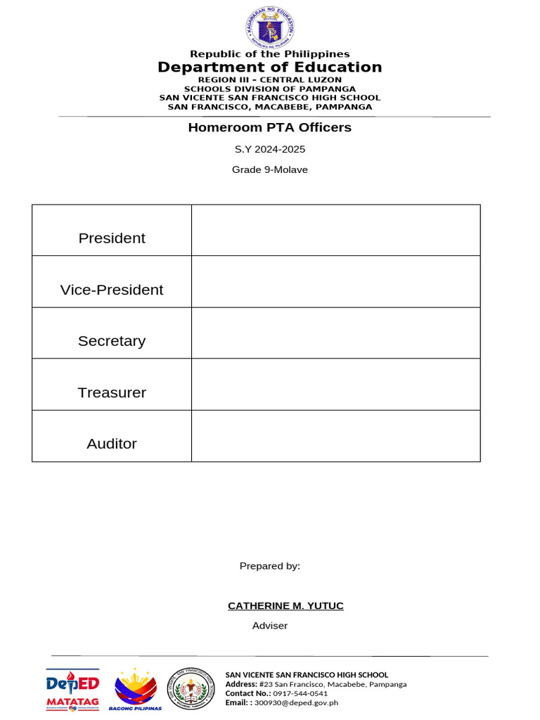List of PTA Officers | PDF