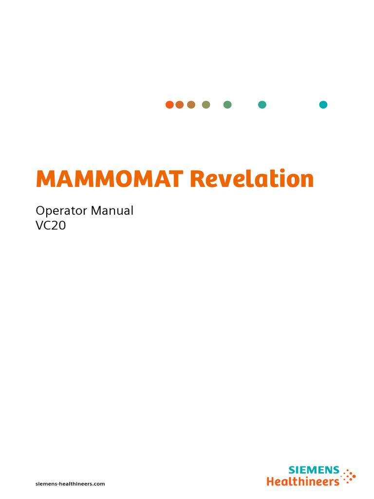 MAMMOMAT Revelation VC20 Operator Manual | PDF | Safety | X Ray