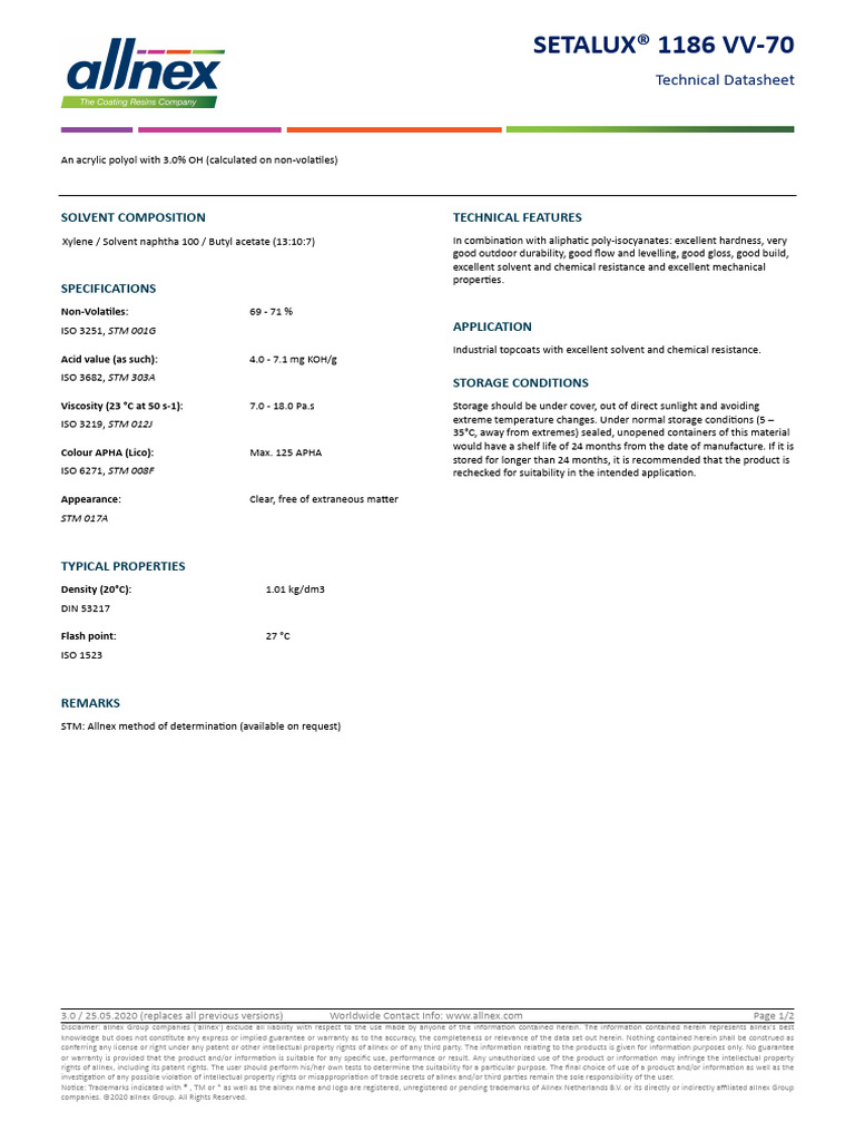 Setalux 1186 VV 70 - en - A4 | PDF | Trademark | Intellectual Property