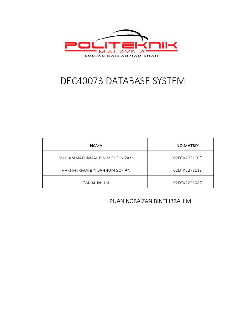 Proposal Miniproject Databse System | PDF