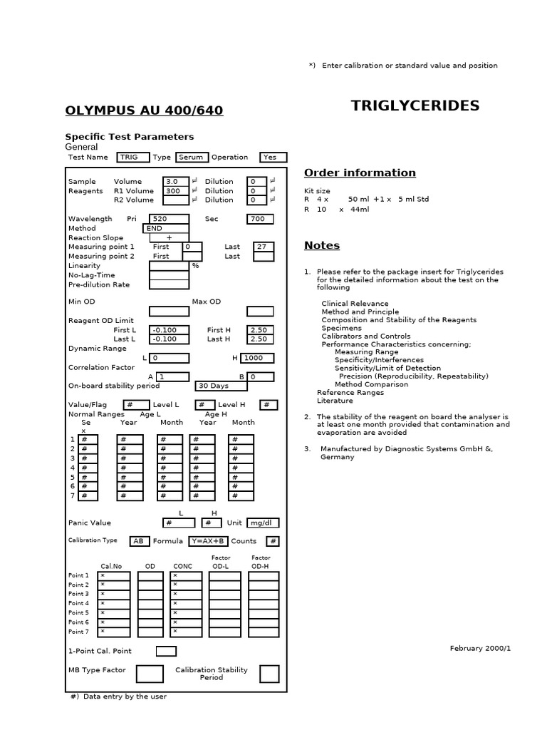 AU 400 Triglycerides Erba | PDF | Detection Limit | Sensitivity And ...