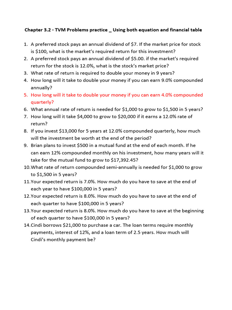 CHAPTER 3.2e - TVM-Using Both Equation and Financial Table-Exercise - sv4.0 | PDF