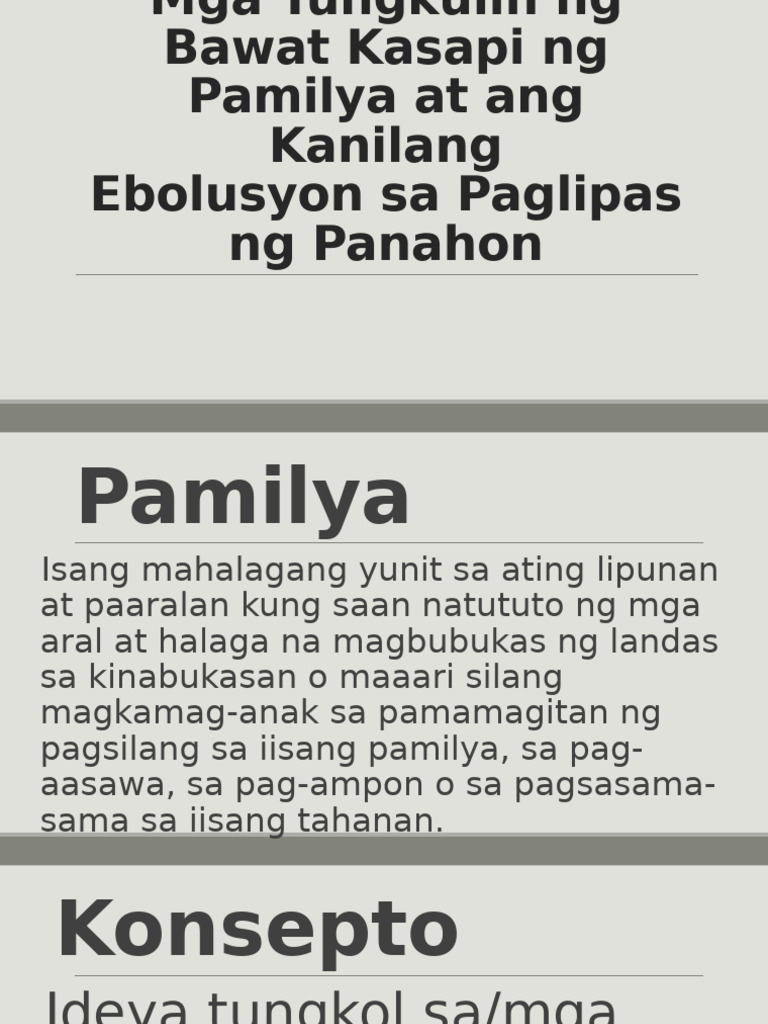 Mga Tungkulin NG Bawat Kasapi NG Pamilya at | PDF