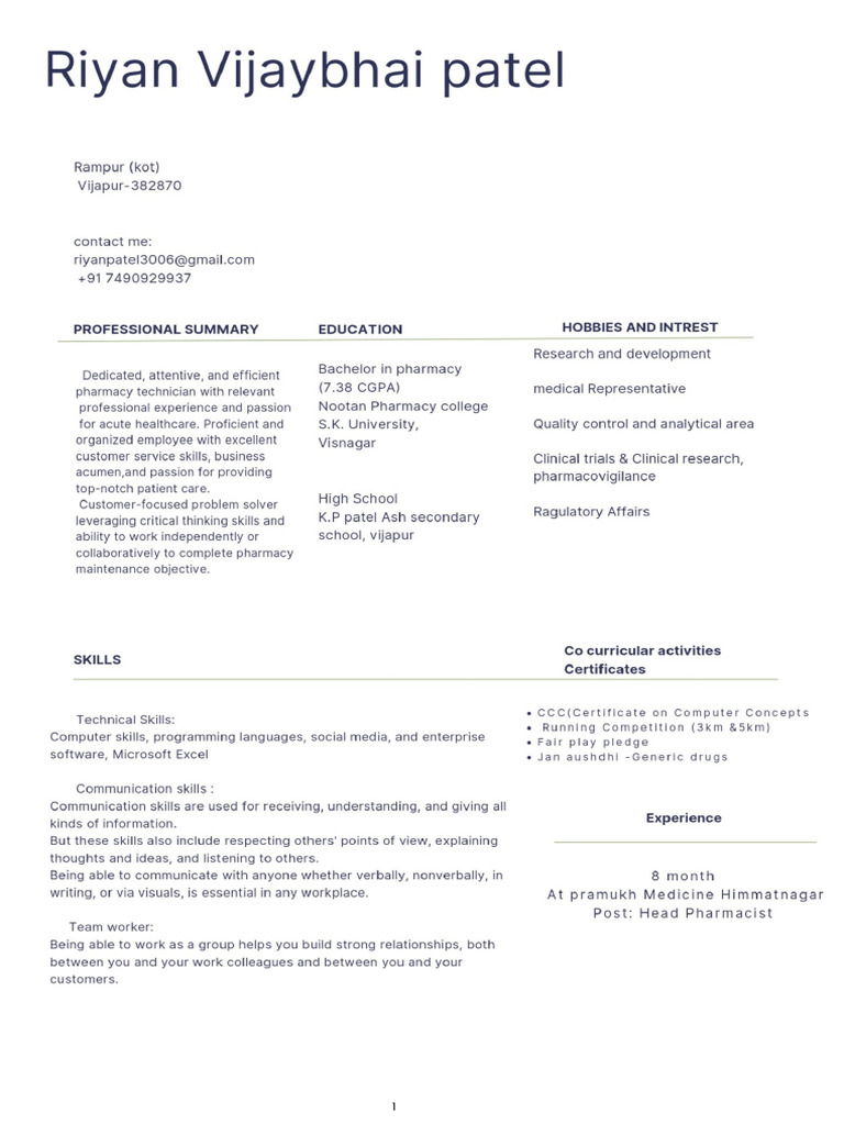 Riyan Patel Resume | PDF