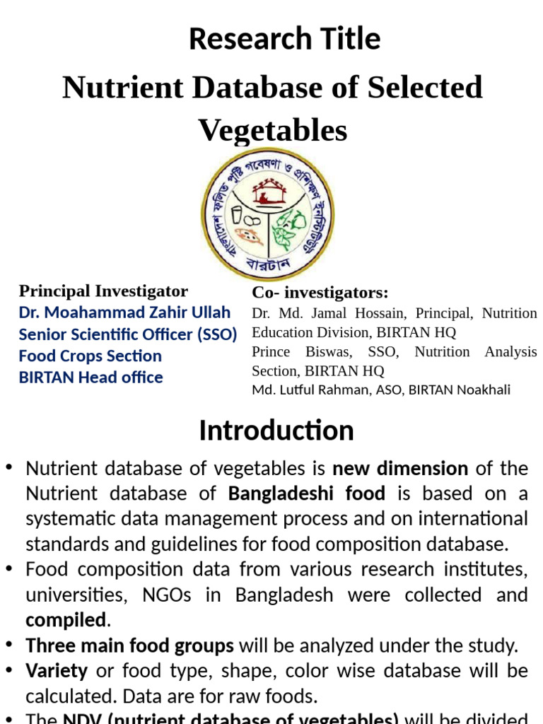Project - Nutrition Database Vegetables | PDF | Foods | Vegetables