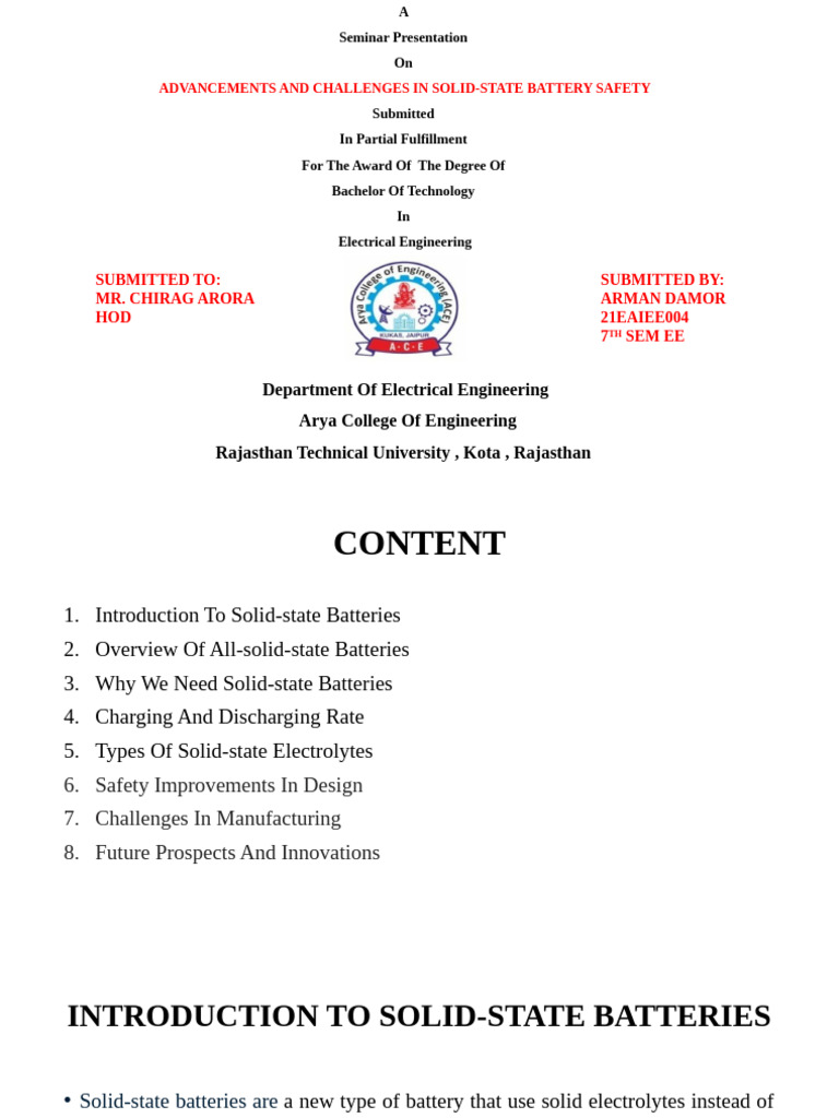 Advancements and Challenges in Solid-State Battery in Ev | PDF ...