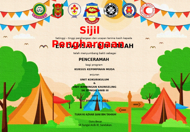 Sijil Perkhemahan Sekolah 2022 | PDF