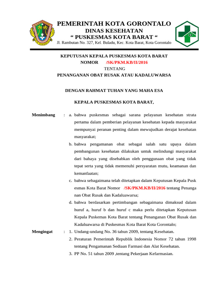 Penanganan Obat Rusak di Puskesmas Kota Barat | PDF | Kesehatan Holistik